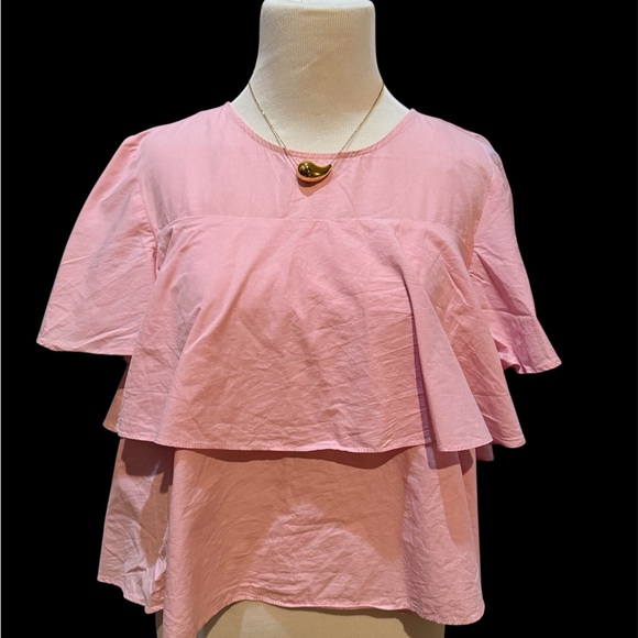 Zara | Tops | Zara Soft Pink Ruffle Blouse Medium Size | Poshmark